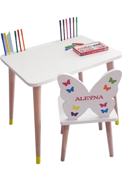 Liva Ahşap Ahşap Çocuk Oyun ve Aktivite Masa Sandalye Takımı Tekli