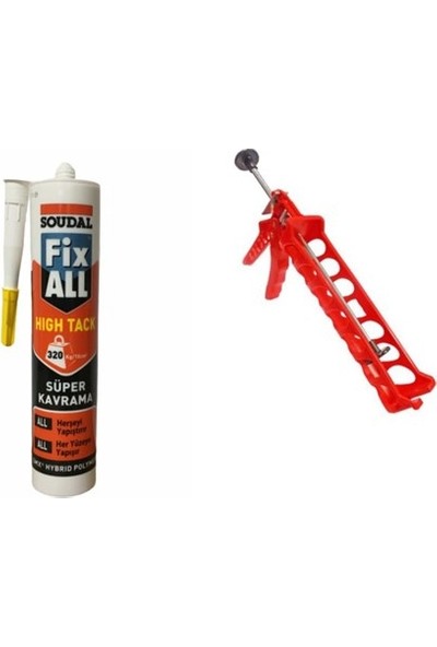 Soudal Fix All High Tack Korniş Yapıştırıcı Montaj Yapıştırıcısı 290 ml Beyaz + Silikon Tabancası Soudal Fix All High Tack Korniş Yapıştırıcı Montaj Yapıştırıcısı 290 ml Beyaz + Silikon Tabancası