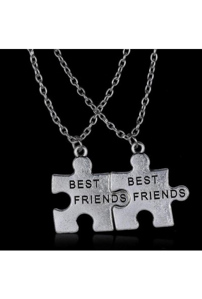 Alp Collection Gri Puzzle Yap Boz Best Friends Bff 2li Çift Zincirli Kolye Takı