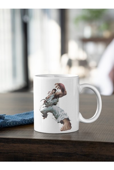Kio Tasarım Street Fighter Ryu Hoshi Karakteri 1 Baskılı Kahve Çay Kupası Kupa Beyaz Porselen Mug Sevgililer-İş Arkadaşı-Doğum-Günü Hediyesi Hediye