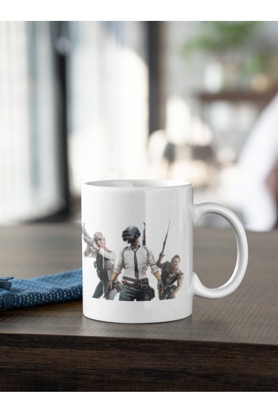 Kio Tasarım PUBG Oyun Karakter Baskılı Kahve Çay Kupası Kupa Beyaz Porselen Mug Sevgililer-İş Arkadaşı-Doğum-Günü Hediyesi Hediye