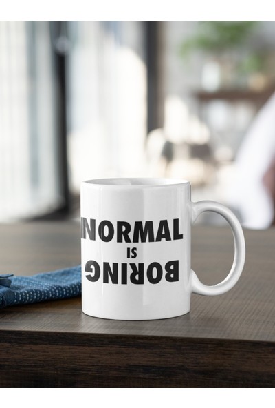 Kio Tasarım Normal İs Boring Siyah Beyaz Yazı Baskılı Kahve Çay Kupası Kupa Beyaz Porselen Mug Sevgililer-İş Arkadaşı-Doğum-Günü Hediyesi Hediye