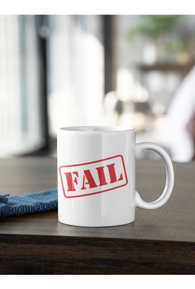 Kio Tasarım Kırmızı Fail Yazı Baskılı Kahve Çay Kupası Kupa Beyaz Porselen Mug Sevgililer-İş Arkadaşı-Doğum-Günü Hediyesi Hediye