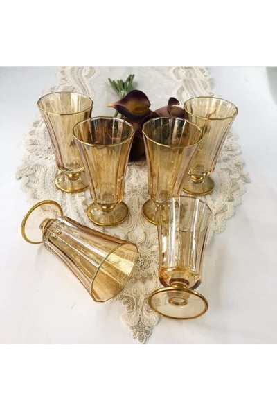 Paşabahçe Altın Yaldızlı El Dekoru Diamond Gold Kahve Yanı Su Likör Bardağı 6'lı