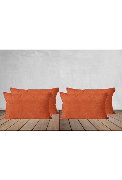 Goccia 4'lü Kiremit 30 x 50 cm Kadife Dokulu Dikdörtgen Kırlent Kılıfı