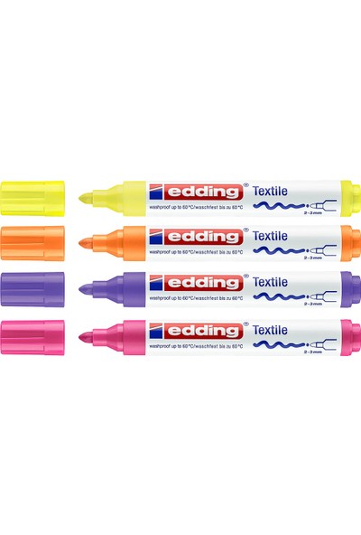 Edding 4500 Kumaş Kalemi 4'lü Neon Renkler Seti Edding 4500 Kumaş Kalemi 4'lü Neon Renkler Seti