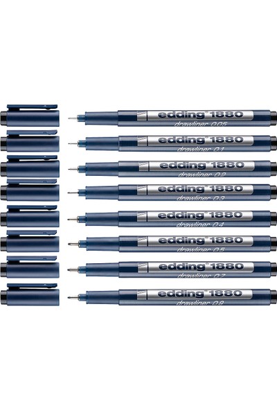 Edding 1880 Teknik Çizim Kalemi Siyah 8'li Set Edding 1880 Teknik Çizim Kalemi Siyah 8'li Set