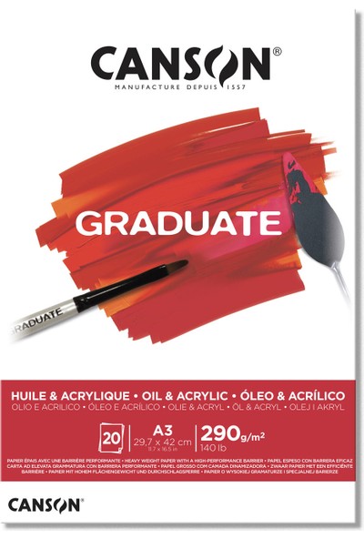 Canson Graduate Yağlı Boya ve Akrilik Boya Defteri Blok 290 gr A3 20 Sayfa Canson Graduate Yağlı Boya ve Akrilik Boya Defteri Blok 290 gr A3 20 Sayfa