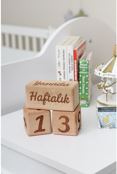Msticker Ahşap Anı Küpleri Türkçe - 3'lü Hatıra Fotoğraf Çekim ve Oyuncak Dekor Anı Küpü
