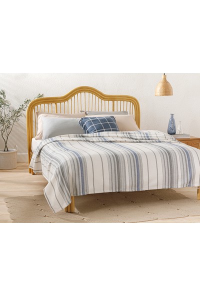 English Home Contemporary Ipliği Boyalı Çift Kişilik Pike 200X220 cm Gri-Lacivert