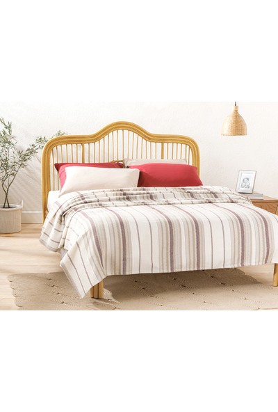 English Home Contemporary Ipliği Boyalı Çift Kişilik Pike 200X220 cm Bej – Bordo