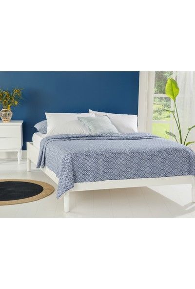 English Home Blueblanc Baskılı Çift Kişilik Pike 200X220 cm Lacivert