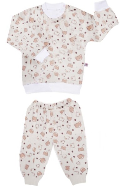 Sevi Bebe Desenli Pijama Takım - Krem 3 Yaş
