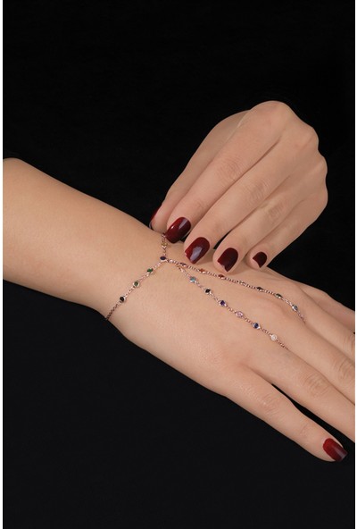 Ziu 925 Ayar 4,5 gr Renkli Taşlı Kadın Gümüş Şahmeran