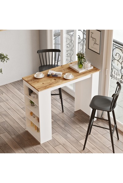 Robin Home Thales Bar Masası Mutfak Yemek Masası Atlantik Çam-Beyaz Robin Home Thales Bar Masası Mutfak Yemek Masası Atlantik Çam-Beyaz