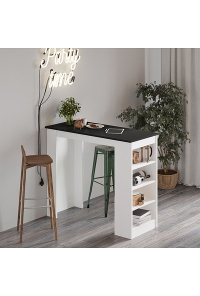 Robin Home Thales Bar Masası Mutfak Yemek Masası Siyah-Beyaz Robin Home Thales Bar Masası Mutfak Yemek Masası Siyah-Beyaz