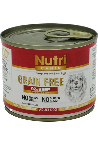 Nutri Canin 200GR Tahılsız %92 Sığır Etli Köpek Maması Nutri Canin 200GR Tahılsız %92 Sığır Etli Köpek Maması