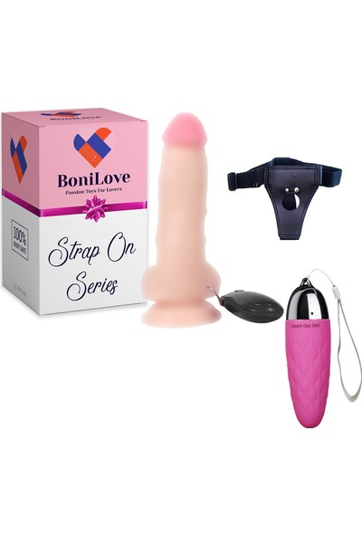 Bonilove Strap On Series 15 cm 10 Modlu Belden Bağlamalı Titreşimli Realistik Penis+Mini Vibratör Set Bonilove Strap On Series 15 cm 10 Modlu Belden Bağlamalı Titreşimli Realistik Penis+Mini Vibratör Set