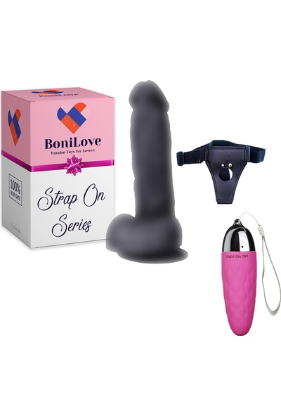 Bonilove Strap On Series Kassadin 15 cm Belden Bağlanmalı Realistik Siyah Penis+Mini Vibratör+Mini Vibratör Bonilove Strap On Series Kassadin 15 cm Belden Bağlanmalı Realistik Siyah Penis+Mini Vibratör+Mini Vibratör