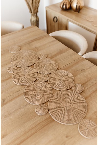 Rope Decor Hasır Jüt Salon Mutfak Masa Örtüsü / Runner / 85X35CM