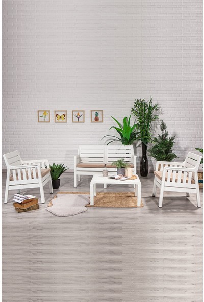 Sandalie Lara 2+1+1+S Balkon Bahçe Oturma Grubu – Beyaz