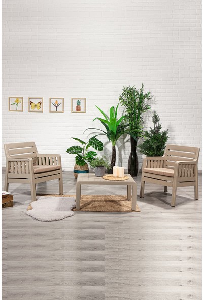 Sandalie Lara 1+1+S Balkon Bahçe Oturma Grubu – Cappucino