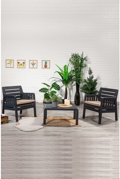 Sandalie Lara 1+1+S Balkon Bahçe Oturma Grubu – Antrasit