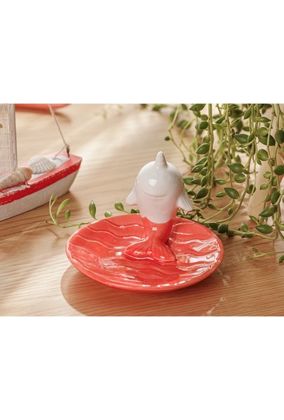 English Home Whale Dekoratif Tabak 10,4X10,4X7CM Turuncu