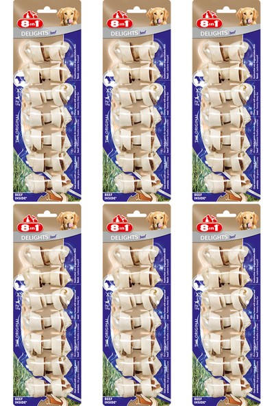 8in1 Beef Delights Bone Köpekler Için Biftekli Ağız Bakım Kemiği 7’li Paket x 6 Adet 8in1 Beef Delights Bone Köpekler Için Biftekli Ağız Bakım Kemiği 7’li Paket x 6 Adet