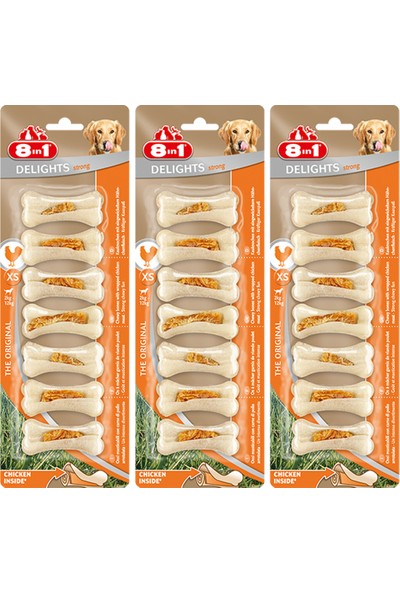 8in1 Delights Bone Köpekler Için Tavuklu Sert Ağız Bakım Kemiği 7’li Paket x 3 Adet 8in1 Delights Bone Köpekler Için Tavuklu Sert Ağız Bakım Kemiği 7’li Paket x 3 Adet
