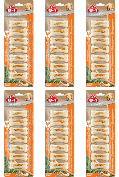 8in1 Delights Bone Köpekler Için Tavuklu Sert Ağız Bakım Kemiği 7’li Paket x 6 Adet 8in1 Delights Bone Köpekler Için Tavuklu Sert Ağız Bakım Kemiği 7’li Paket x 6 Adet