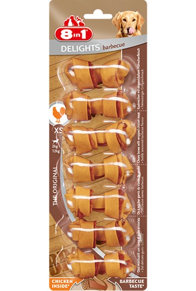 8in1 Delights Bone Barbecue Köpekler Için Barbekü Tadında Ağız Bakım Kemiği 7’li Paket