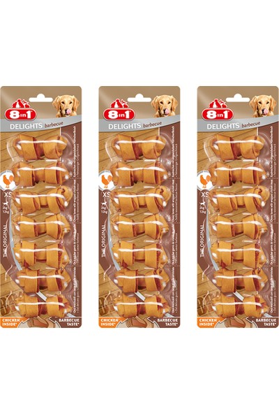 8in1 Delights Bone Barbecue Köpekler Için Barbekü Tadında Ağız Bakım Kemiği 7’li Paket x 3 Adet 8in1 Delights Bone Barbecue Köpekler Için Barbekü Tadında Ağız Bakım Kemiği 7’li Paket x 3 Adet