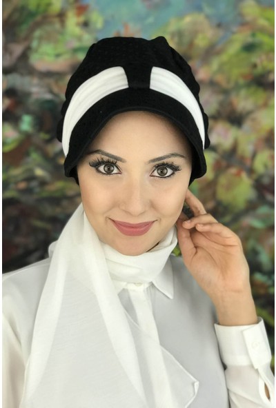 Yoisho Store Siyah Tek Biritli Tesettür Şapkalı Bone