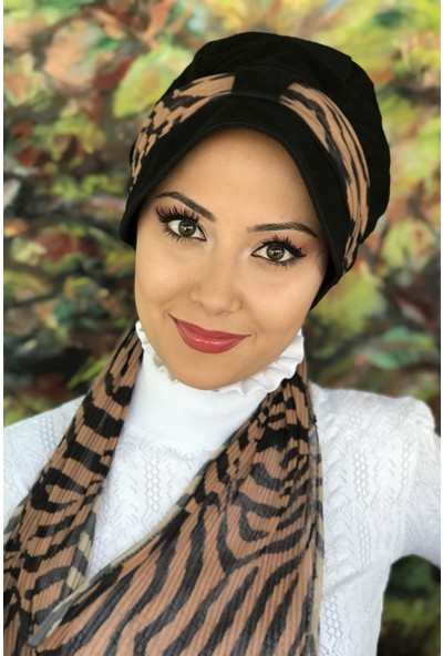 Yoisho Store Siyah Tek Biritli Tesettür Şapkalı Bone