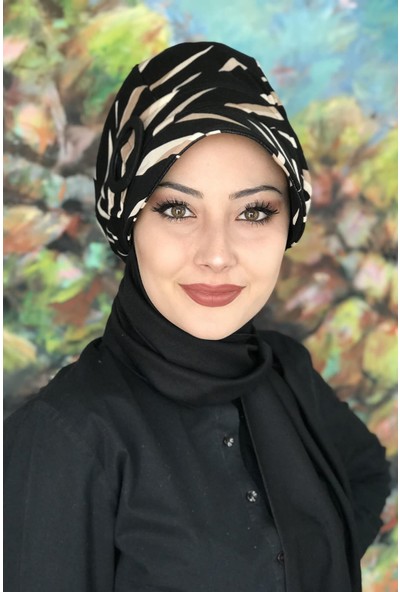 Yoisho Store Kahverengi Desenli Siyah Atkılı Şapka Yoisho Store Kahverengi Desenli Siyah Atkılı Şapka