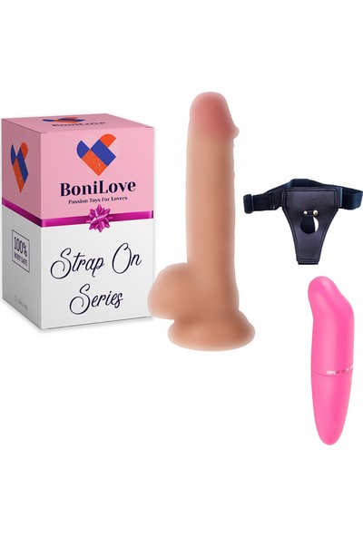 Bonilove Strap On Series Addison Çift Katmanlı 17 cm Realistik Kemerli Penis+Mini Vibratör Set Bonilove Strap On Series Addison Çift Katmanlı 17 cm Realistik Kemerli Penis+Mini Vibratör Set