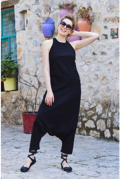 Los Banditos Dekolteli Fermuarlı Cepli Kadın Şalvar Tulum