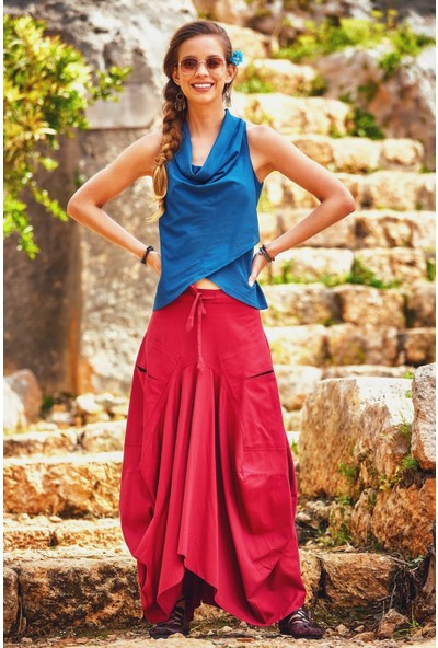 Los Banditos Etnik Beli Bağcıklı Cepli Uzun Salaş Etek