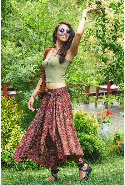 Los Banditos Beli Bağlamalı Midi Kloş Etek