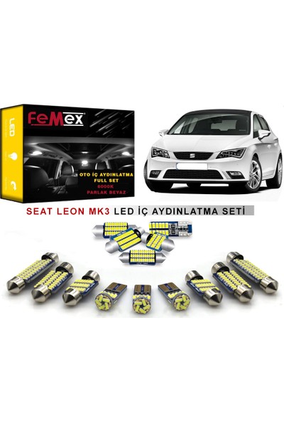 Femex Seat Leon Mk3 LED Iç Aydınlatma Ampul Seti Femex Parlak Beyaz Femex Seat Leon Mk3 LED Iç Aydınlatma Ampul Seti Femex Parlak Beyaz