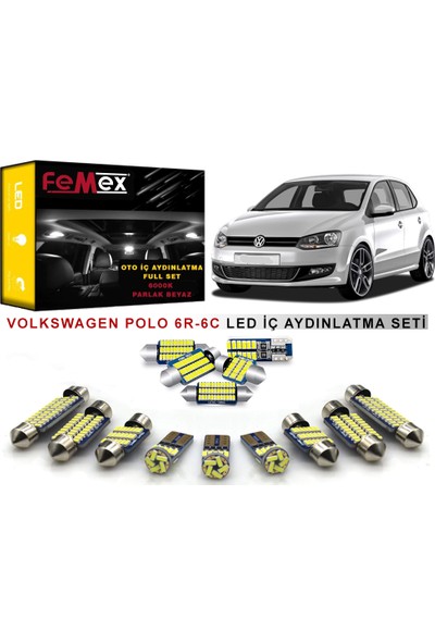 Femex Volkswagen Polo 6r-6c LED Iç Aydınlatma Ampul Seti Femex Parlak Beyaz Femex Volkswagen Polo 6r-6c LED Iç Aydınlatma Ampul Seti Femex Parlak Beyaz
