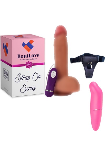 Bonilove Strap On Series Buru 22 cm Titreşimli Çift Katmanlı Belden Bağlamalı Penis+Mini Vibratör Set Bonilove Strap On Series Buru 22 cm Titreşimli Çift Katmanlı Belden Bağlamalı Penis+Mini Vibratör Set