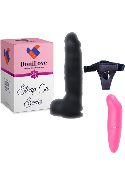Bonilove Strap On Series Adam 21 cm Damarlı Kalın Realistik Kemerli Penis+Mini Vibratör Set Bonilove Strap On Series Adam 21 cm Damarlı Kalın Realistik Kemerli Penis+Mini Vibratör Set