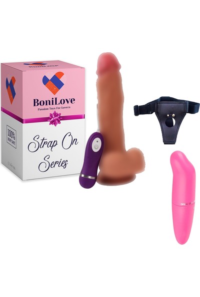 Bonilove Strap On Series Victor 20 cm Titreşimli Ultra Yumuşak Belden Bağlamalı Penis+Mini Vibratör Set Bonilove Strap On Series Victor 20 cm Titreşimli Ultra Yumuşak Belden Bağlamalı Penis+Mini Vibratör Set