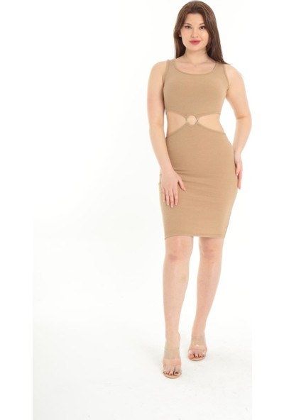 KaSheHa Kadın Vizon Askılı Halka Detaylı Likralı Kaşkorse Penye Takım - KAD3325389