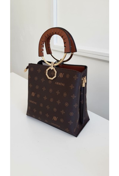 Armine Kadın Baskılı Kahve Renk Çanta 260