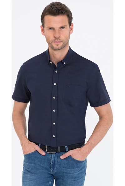 Pierre Cardin Lacivert Regular Fit Kısa Kollu Gömlek 50236009-VR033 Pierre Cardin Lacivert Regular Fit Kısa Kollu Gömlek 50236009-VR033