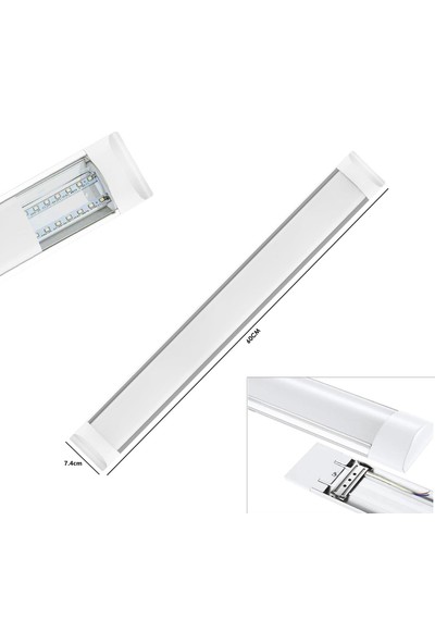 LED Bant Armatür 220V 18W 60CM Beyaz 1980 Lümen (2 Adet) Artıled Art-21 LED Bant Armatür 220V 18W 60CM Beyaz 1980 Lümen (2 Adet) Artıled Art-21