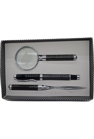 T-Bek Steelpen Özel Tükenmez Kalem Zarf Açacağı ve Büyüteç Set T-Bek Steelpen Özel Tükenmez Kalem Zarf Açacağı ve Büyüteç Set